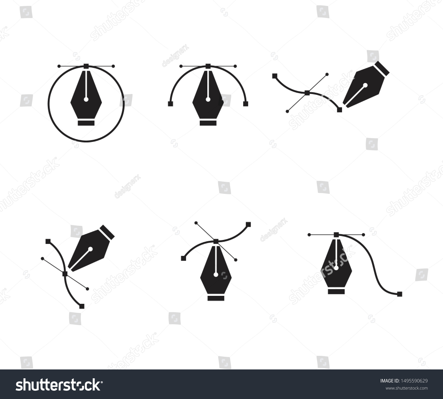 Pen Tool Cursor Set Design Vector Stock Vector (Royalty Free) 1495590629