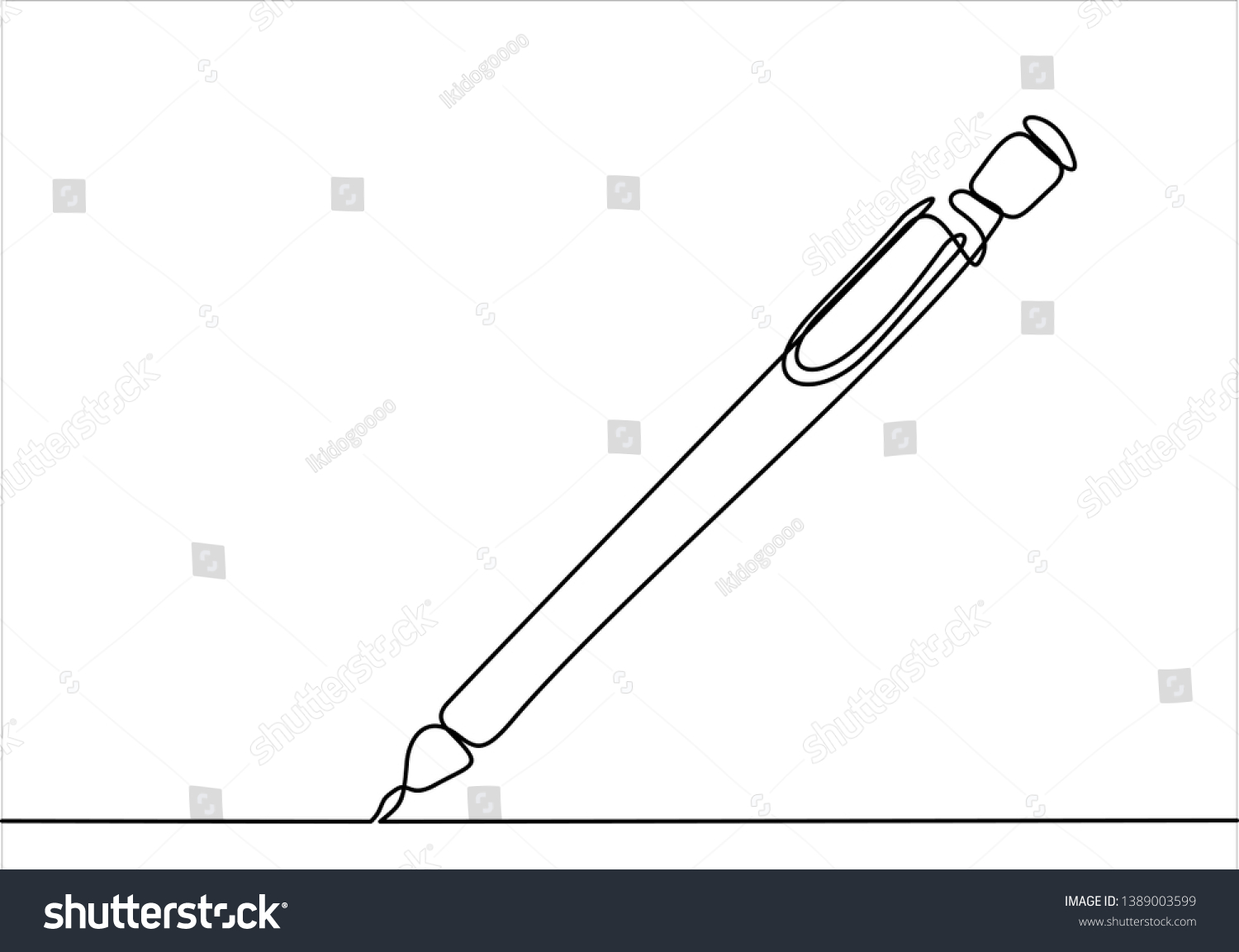 Pen Writting Continuous Line Drawing Stock Vector (Royalty Free) 1389003599