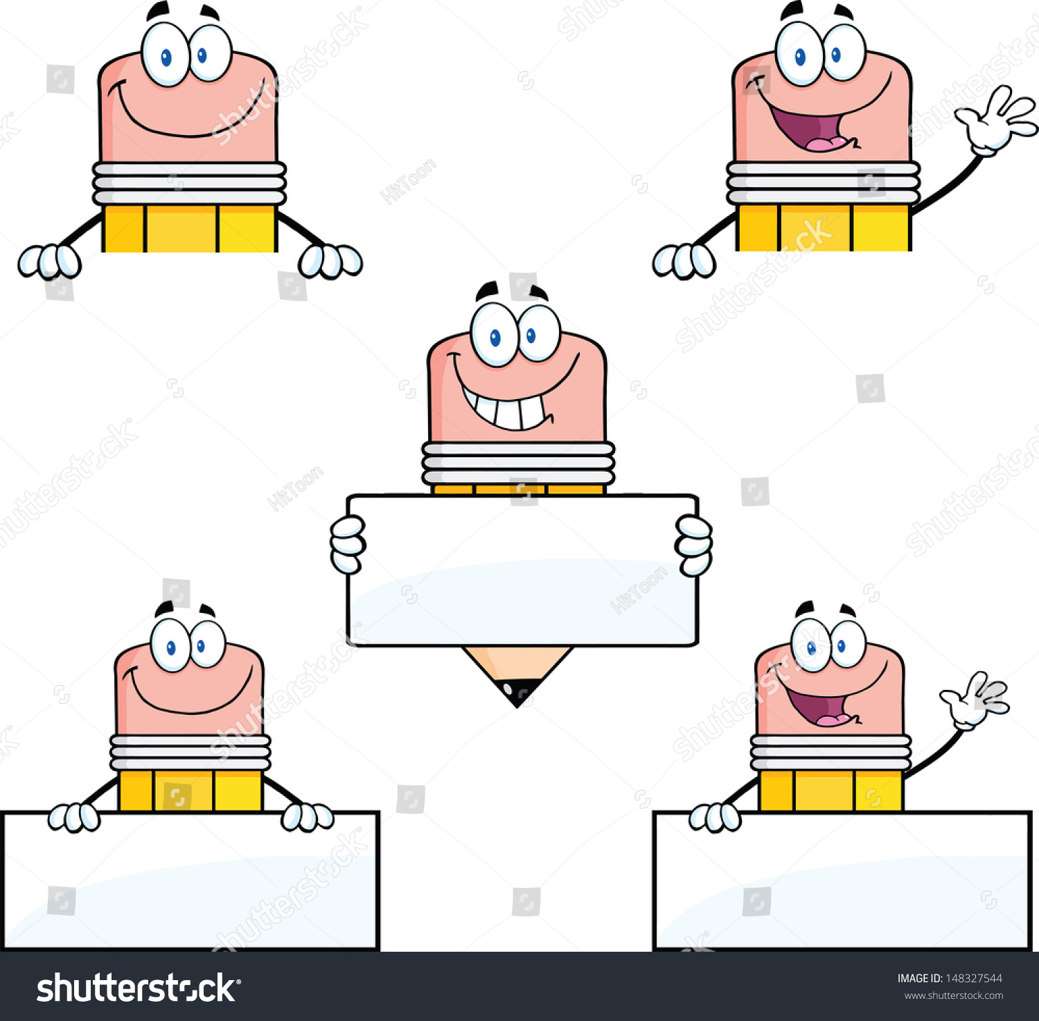 Pencil Cartoon Characters Set Vector Collection Stock Vector (Royalty ...