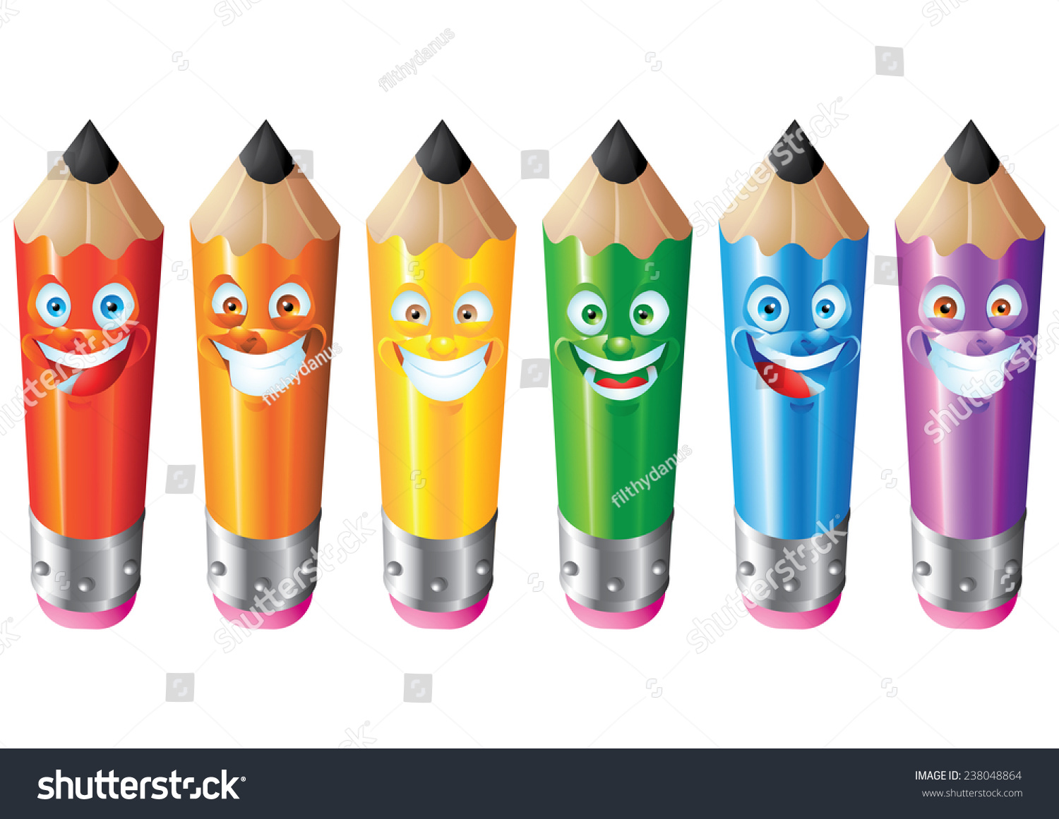 Pencil Face Expression Cartoon Character Set Stock Vector (Royalty Free ...