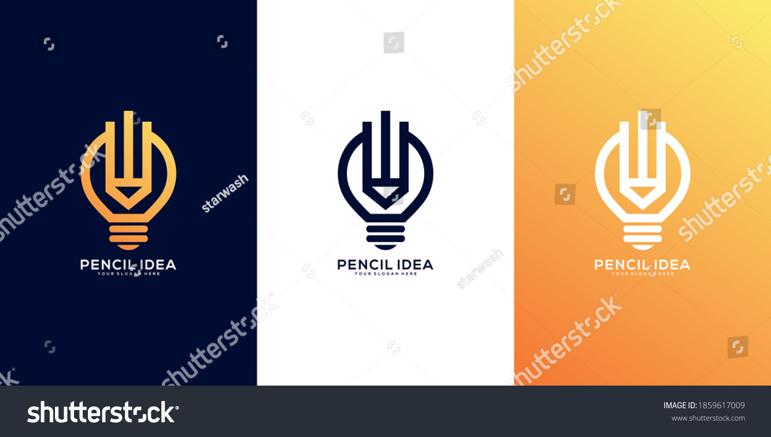 Pencil Lamp Idea Logo Vector Design Stock Vector (Royalty Free ...