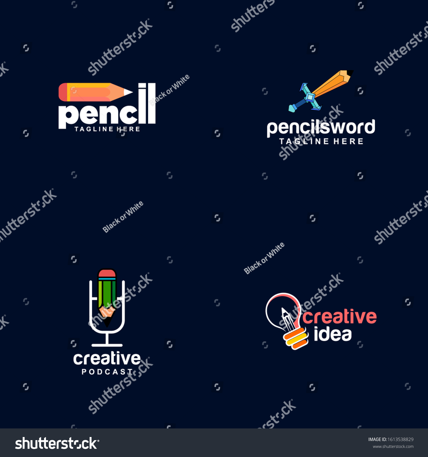 Pencil Logo Design Vector Template: vector de stock (libre de regalías ...