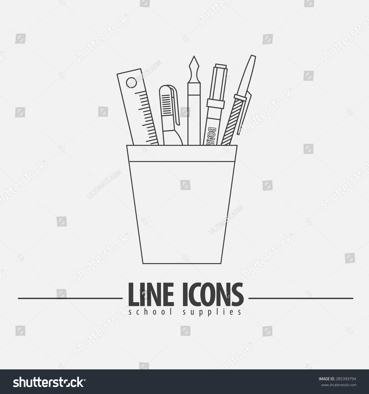 Pencil Pot Vector Line Stock Vector (Royalty Free) 285399794 | Shutterstock