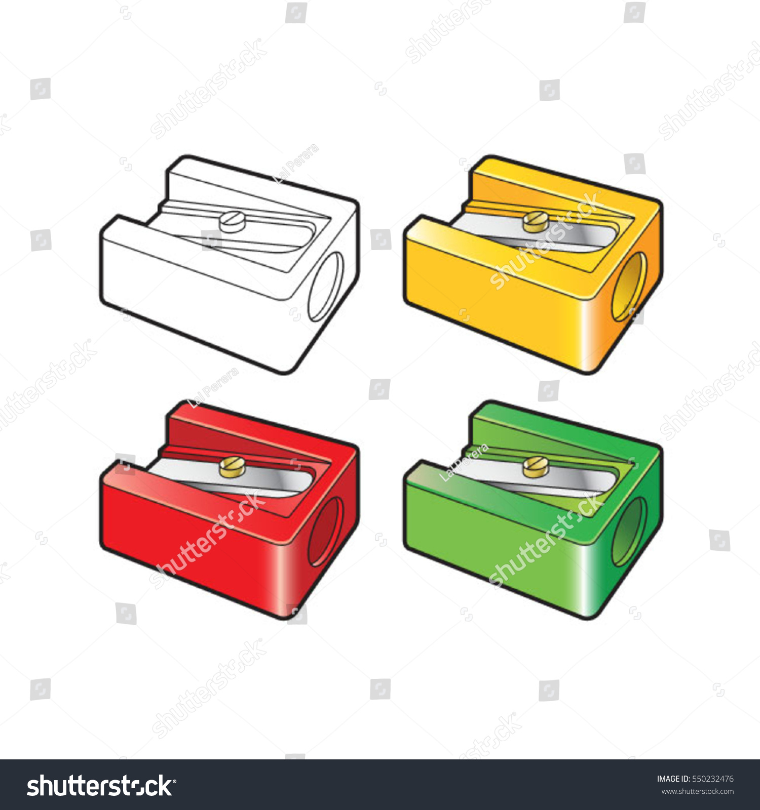Pencil Sharpener Color Variationsvector Drawing Stock Vector (Royalty ...