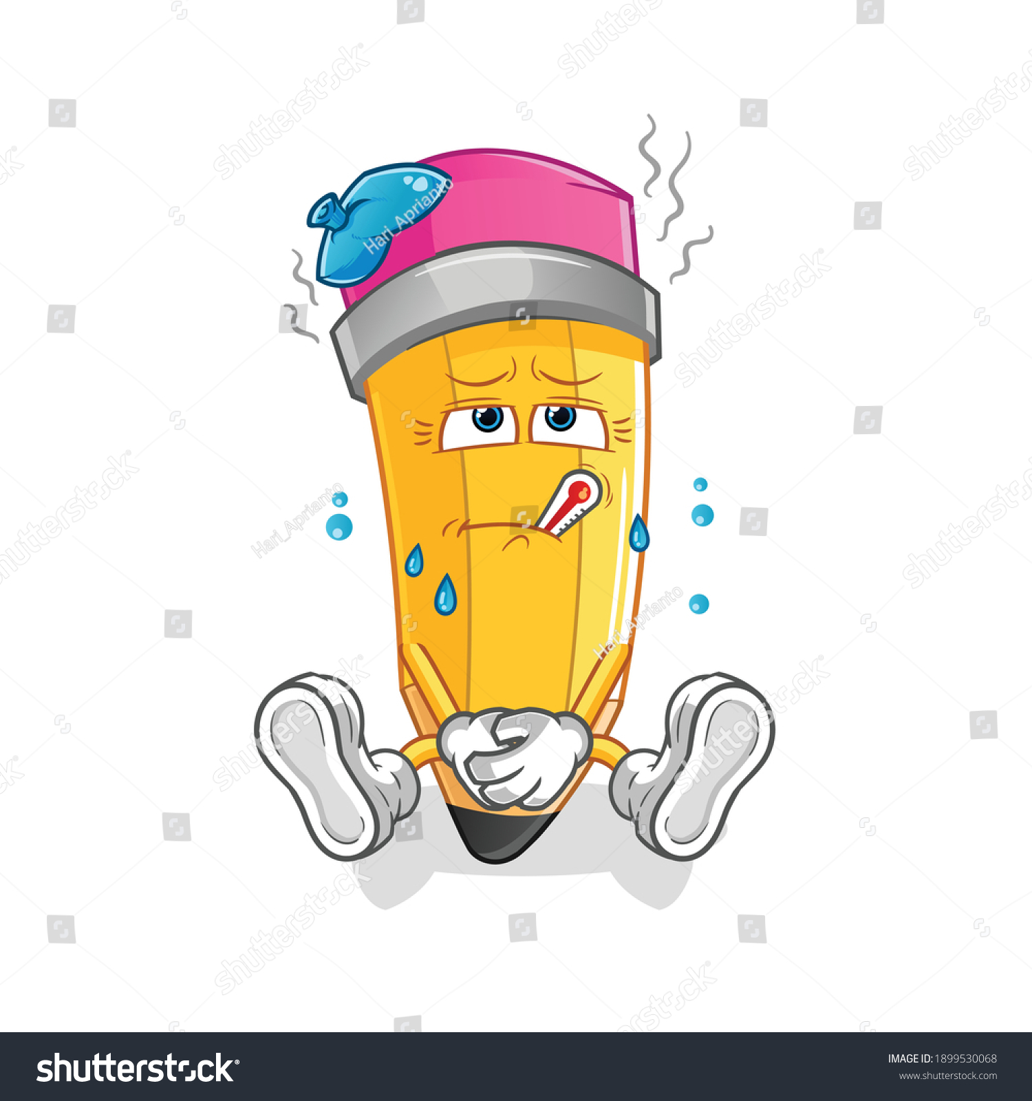 Pencil Sick Vector Cartoon Character Stock Vector (Royalty Free ...