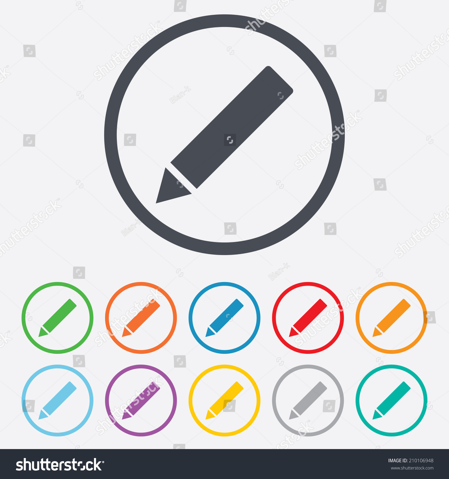 Pencil Sign Icon. Edit Content Button. Round Circle Buttons With Frame ...