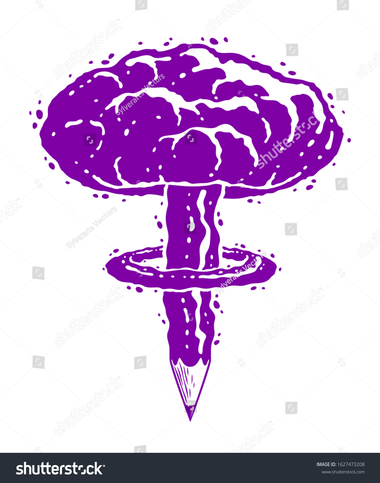 Pencil Nuclear Explosion Mushroom Shape Creative Stock Vector (Royalty ...