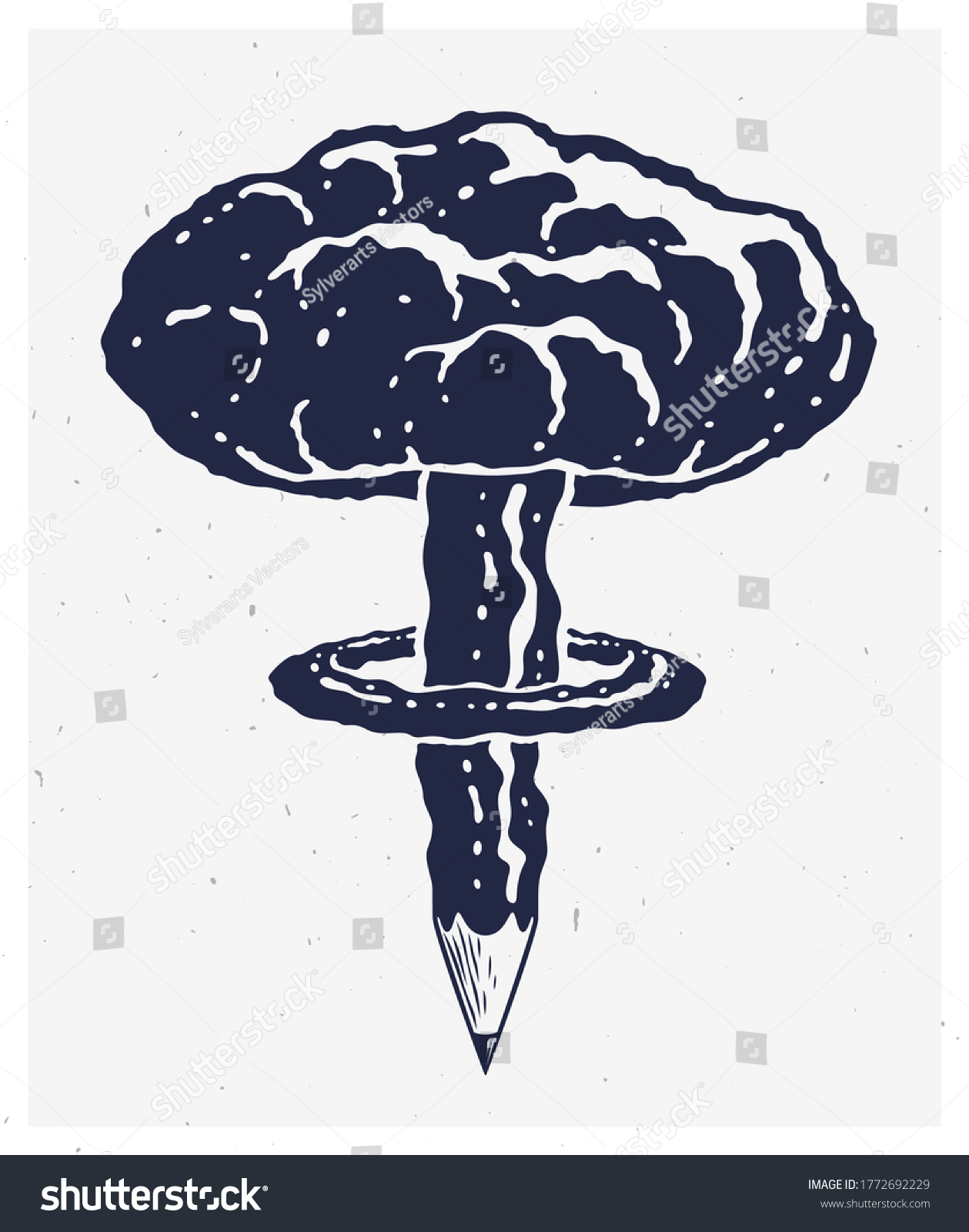 Pencil Nuclear Explosion Mushroom Shape Creative Stock Vector (Royalty ...