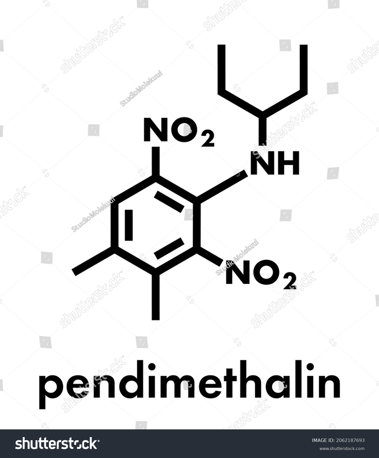 Pendimethalin Herbicide Molecule Skeletal Formula Stock Vector (Royalty ...