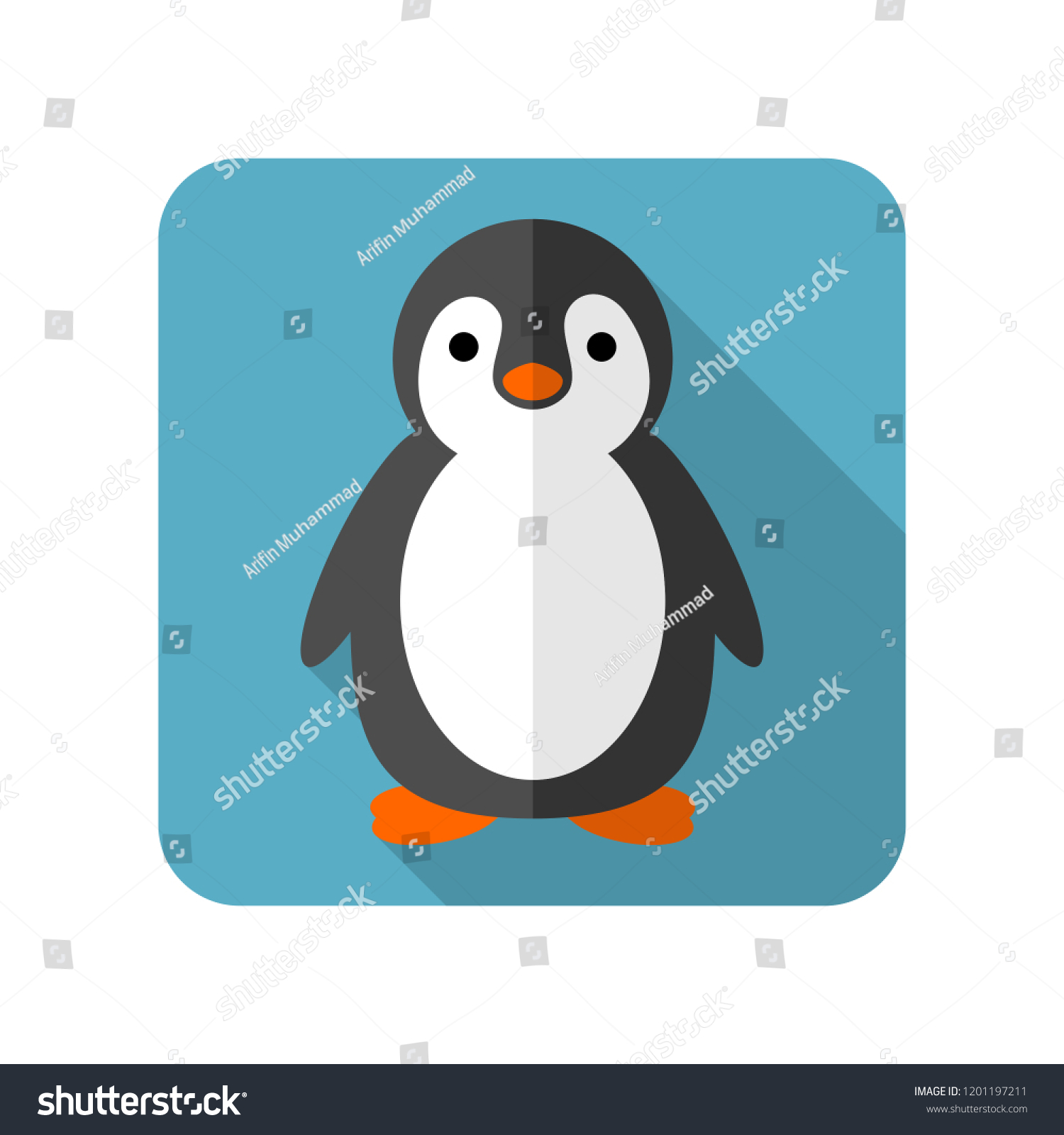 Penguin Flat Design Cartoon Vector Illustration: vector de stock (libre ...