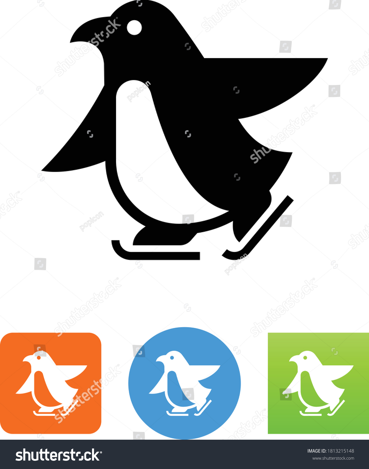Penguin Ice Skating Vector Icon Stock Vector (Royalty Free) 1813215148 ...