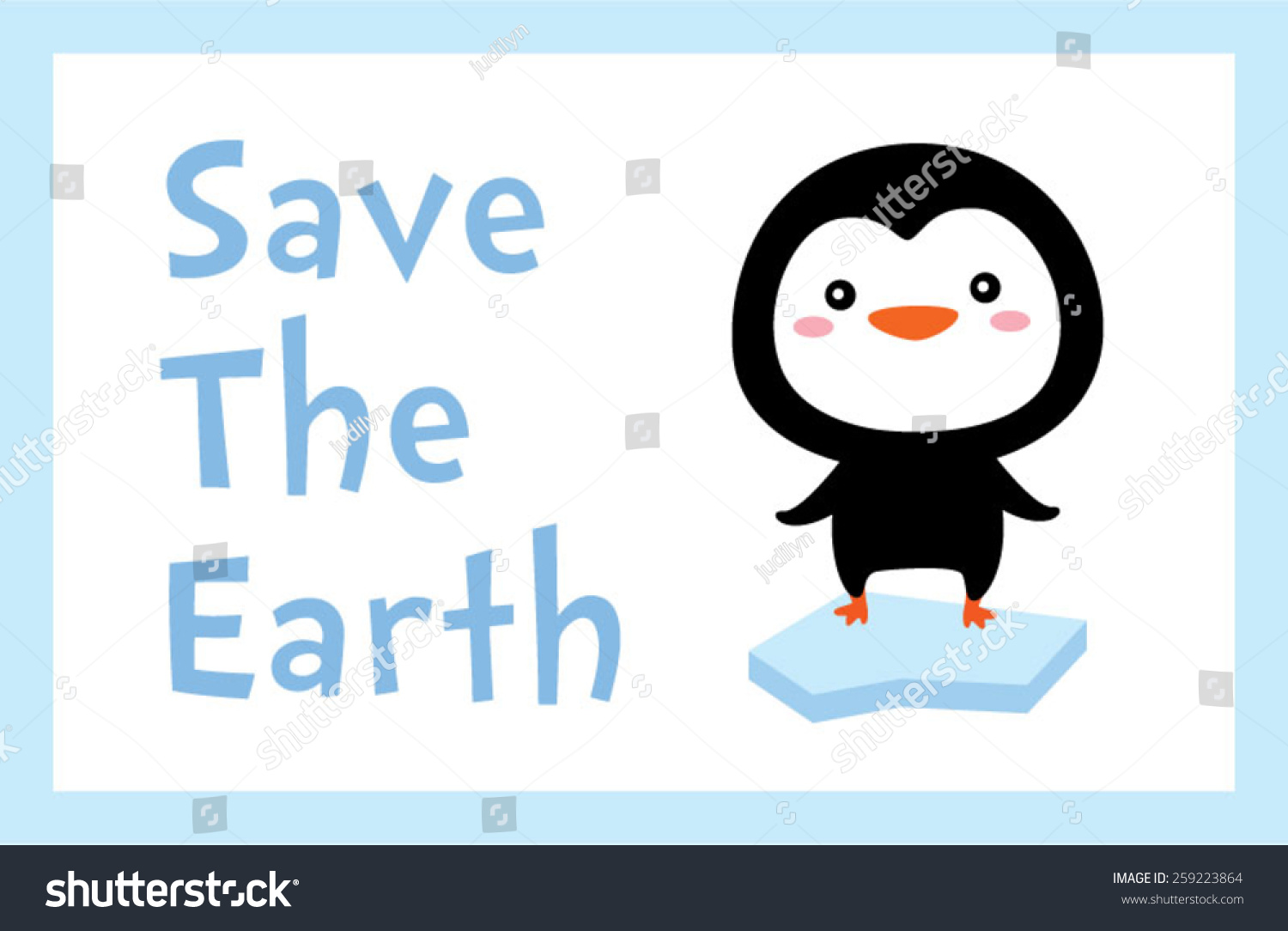 Penguin Save Earth Poster Stock Vector (Royalty Free) 259223864 ...