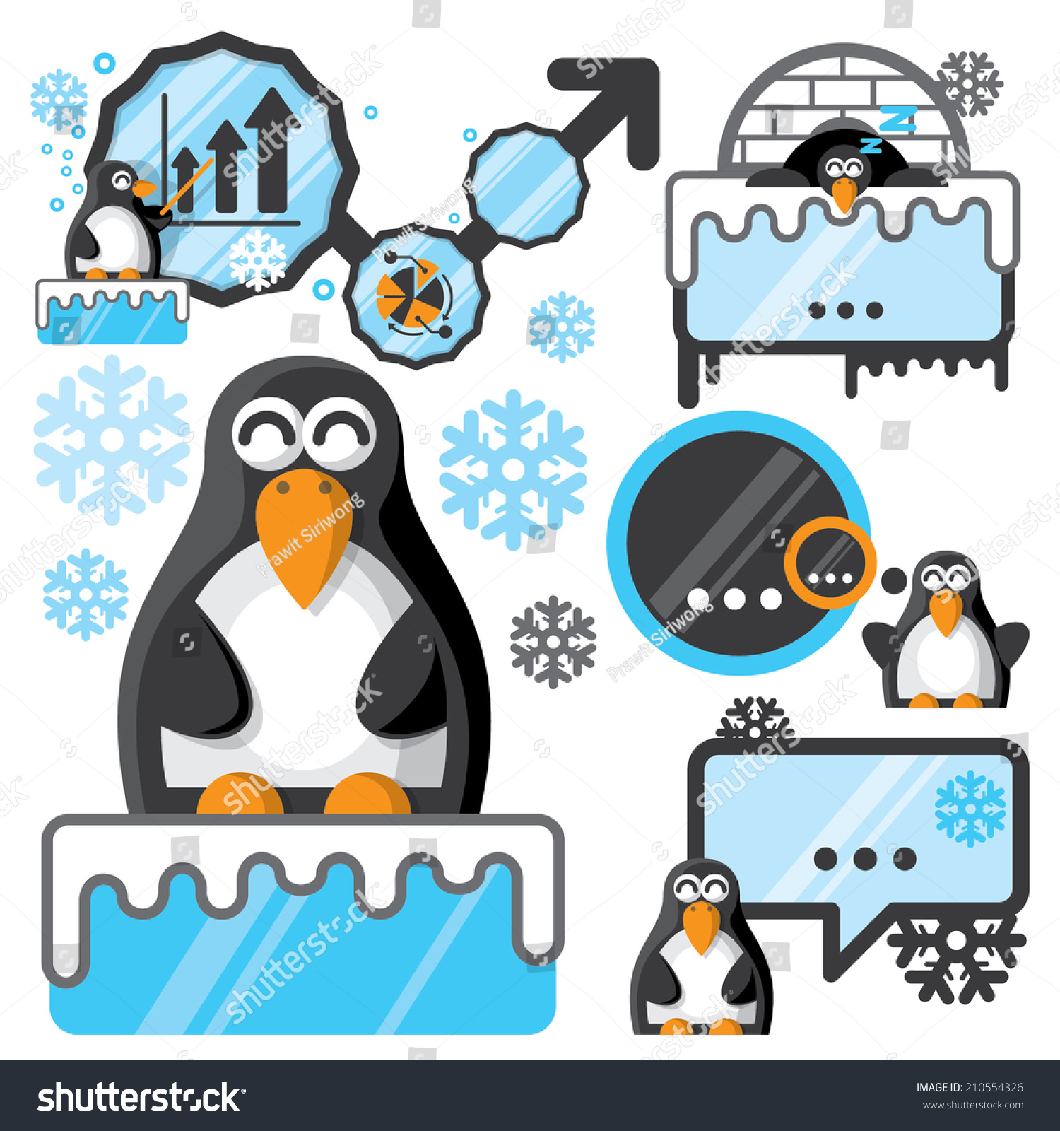 Penguin Snow Icon Stock Vector 210554326 - Shutterstock