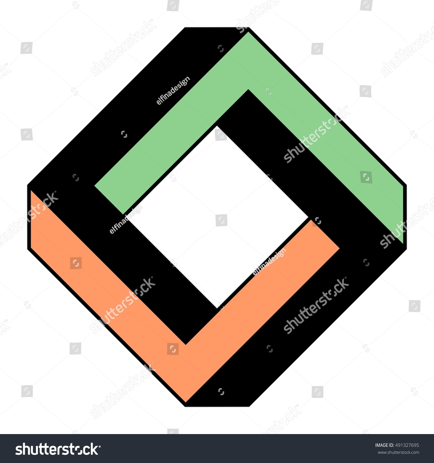 Penrose Square Impossible Square Optical Illusion: vector de stock ...