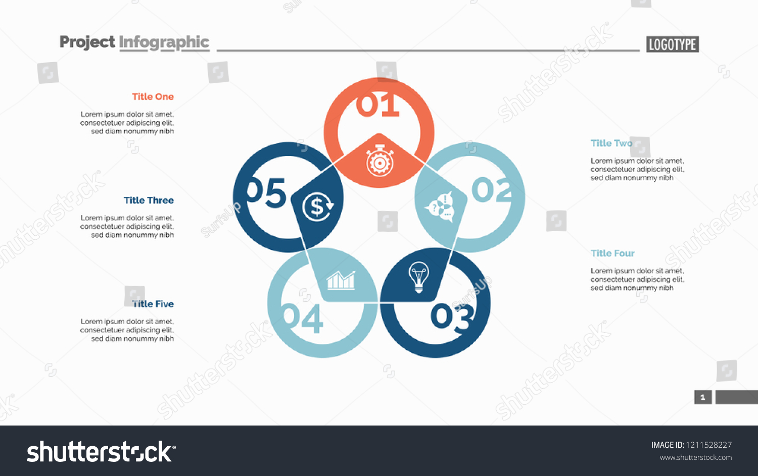 Vektor Stok Pentagon Chart Process Diagram Cycle Graph (Tanpa Royalti ...