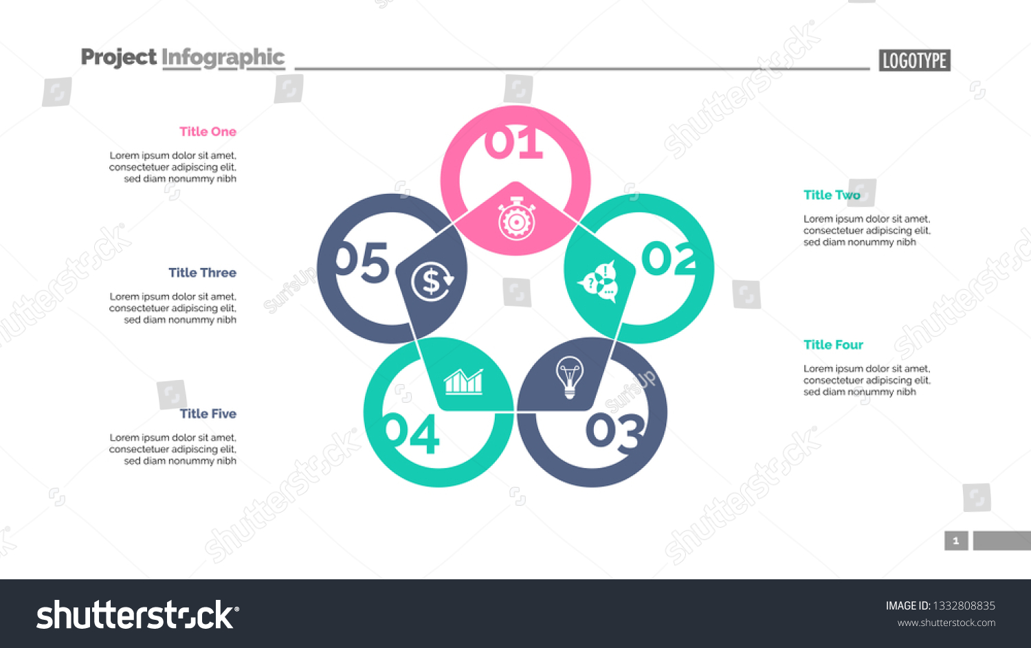 Pentagon Chart Process Diagram Cycle Graph: стоковая векторная графика ...