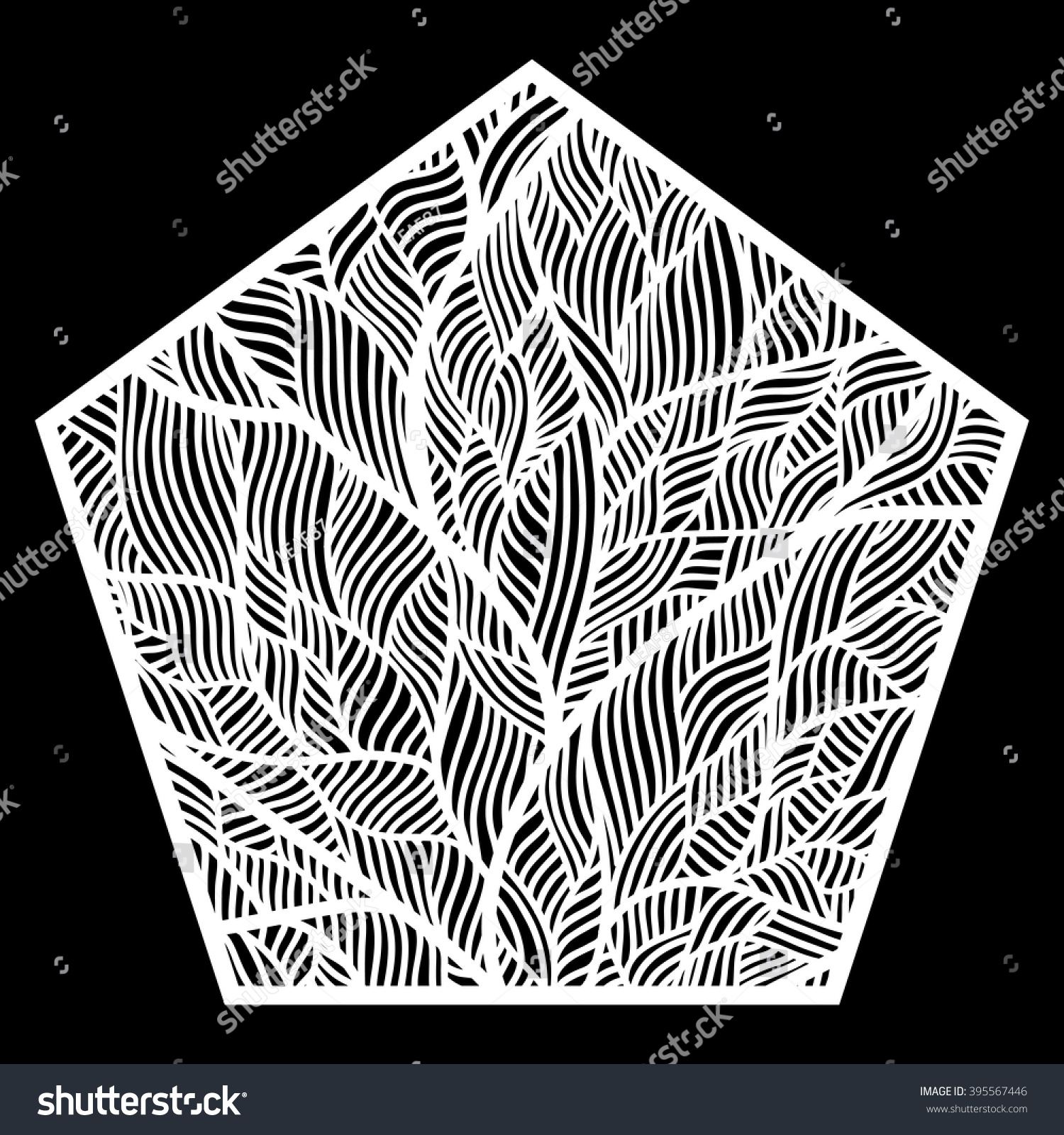Pentagon Style Zentangle Black Background Vector 스톡 벡터(로열티 프리 ...