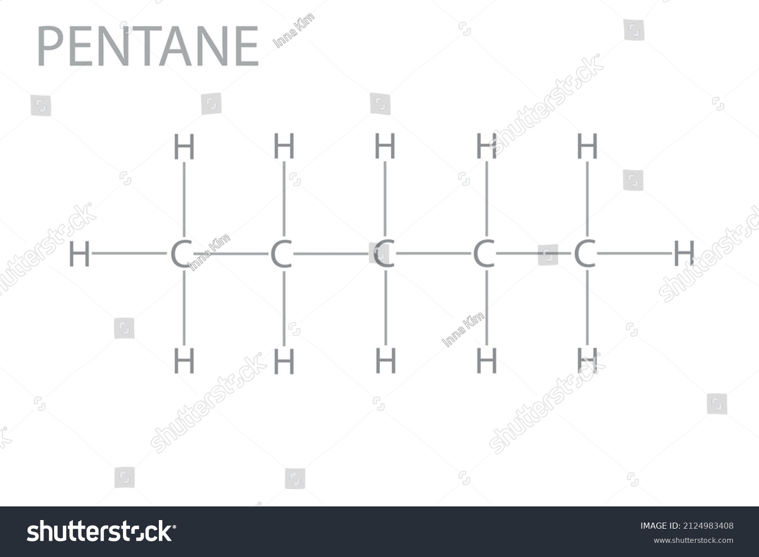 Pentane Molecular Skeletal Chemical Formula Vector Stock Vector