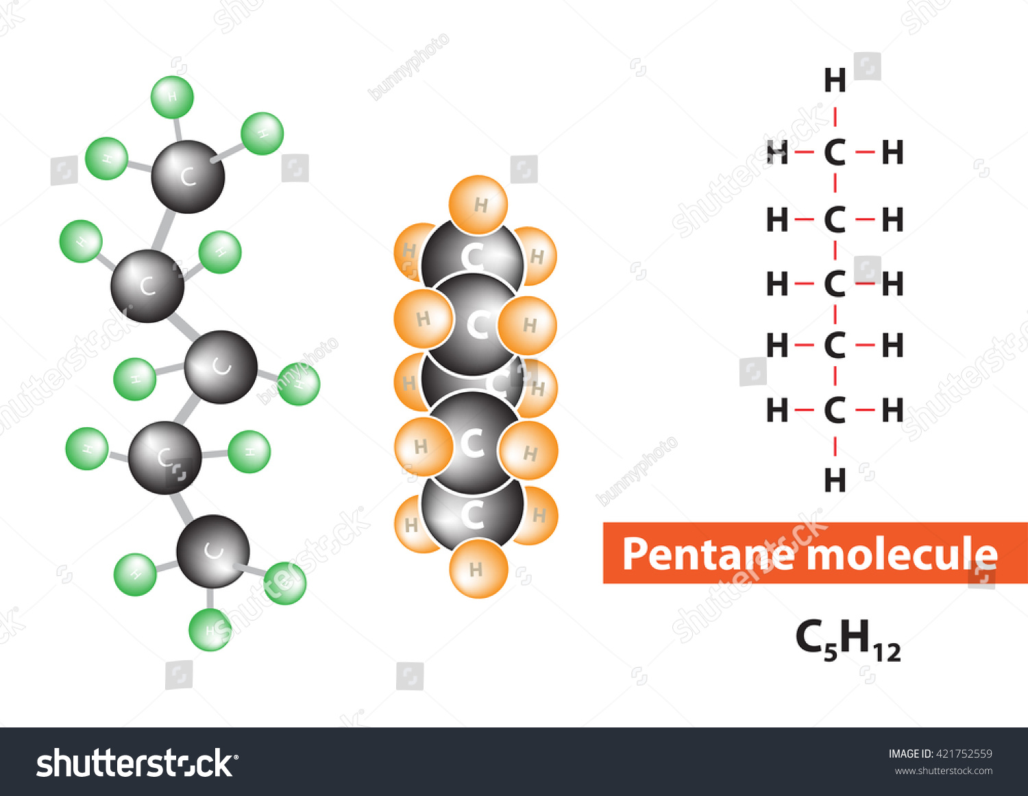Pentane Molecular Structure Organic Compound Vector Stock Vector ...