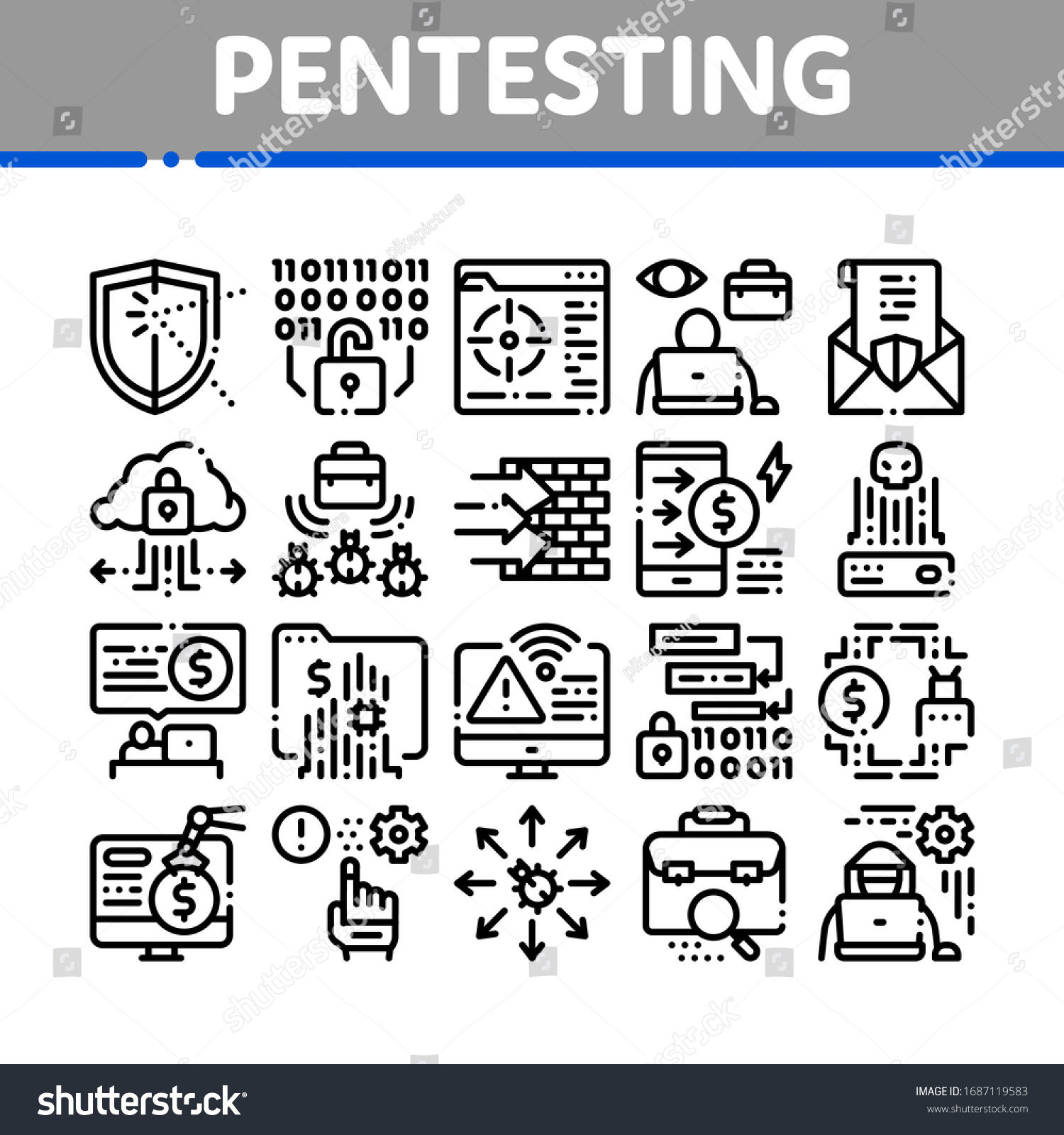 Pentesting Software Collection Icons Set Vector Stock Vector Royalty Free 1687119583