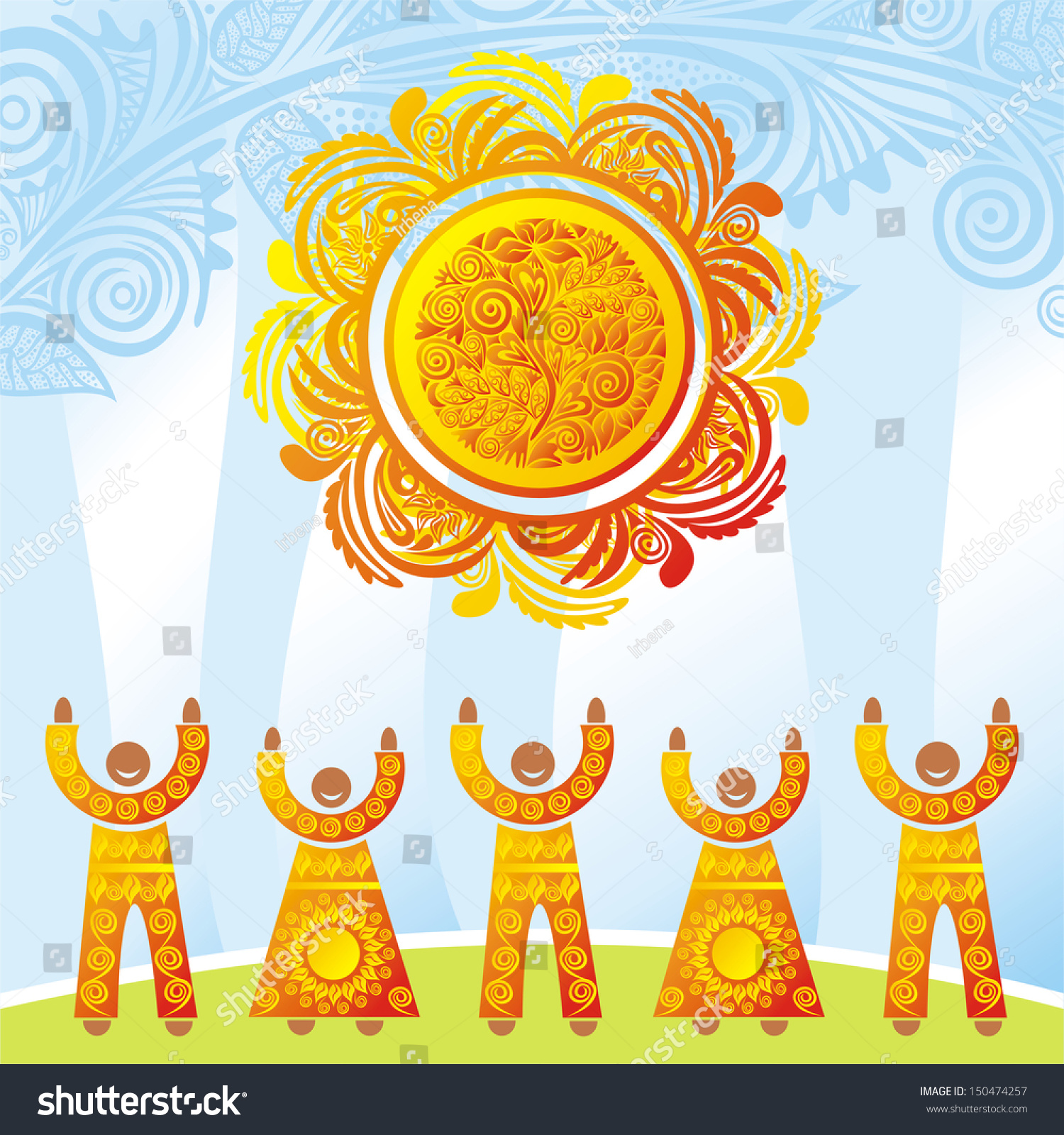 People Sun Vector Illustration Stock Vector (Royalty Free) 150474257 ...