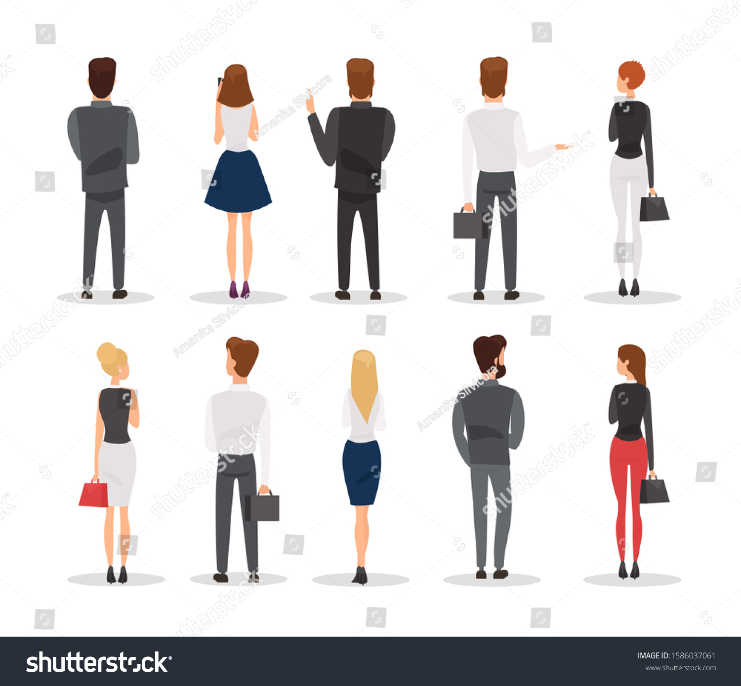 People Back View Flat Vector Illustrations Stock Vector (Royalty Free ...