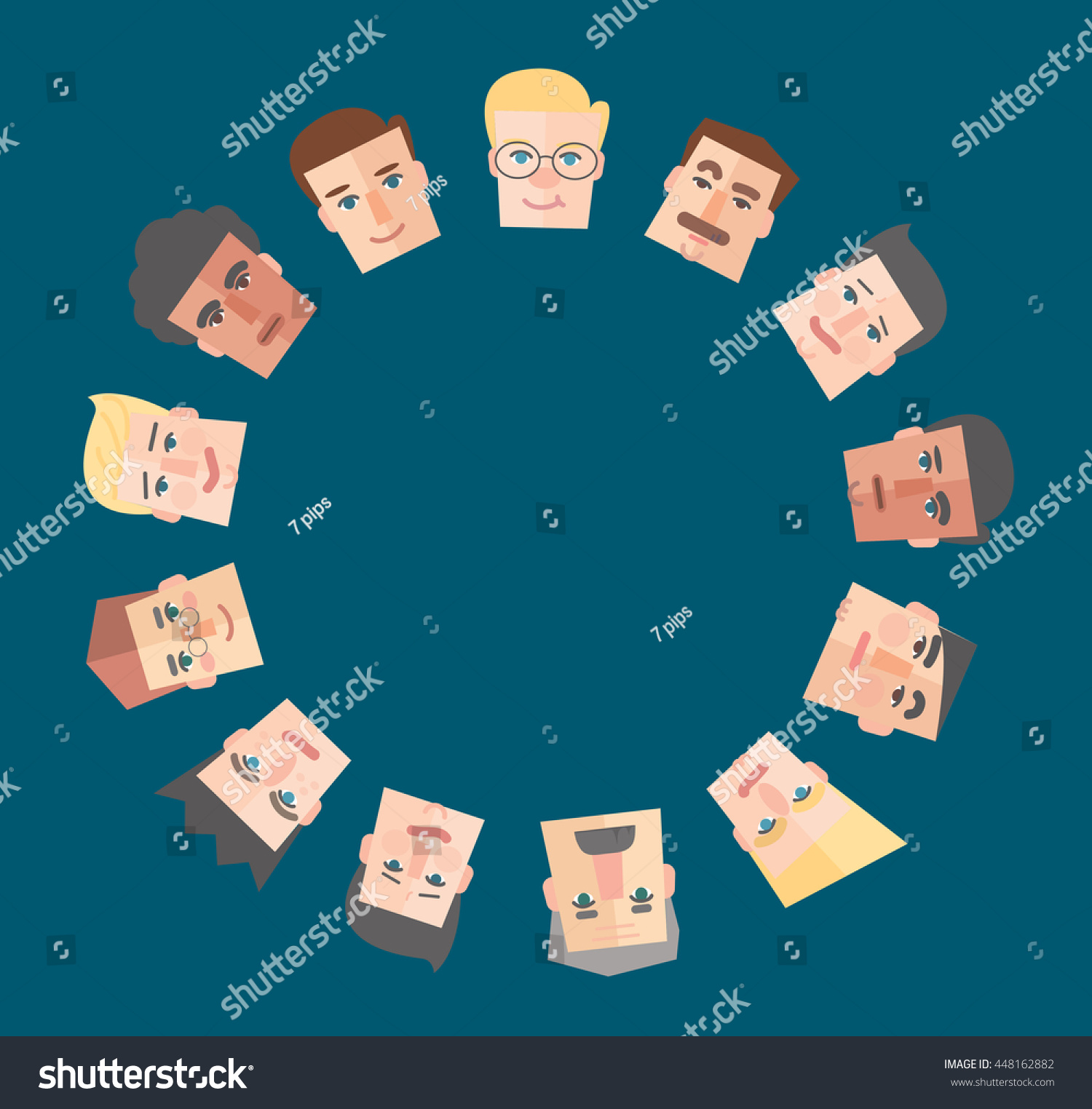 People Cartoon Around Empty Circle Background Stock Vector (Royalty ...