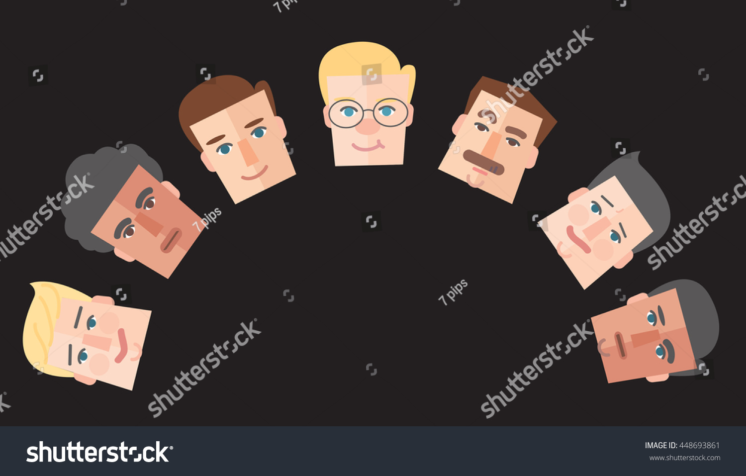 People Cartoon Around Empty Circle Background Stock Vector (Royalty ...