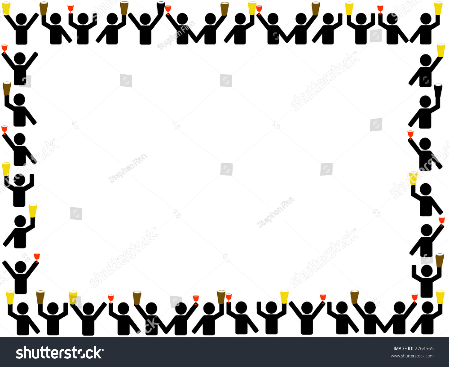 People Celebrating Holding Drinks Border Stock Vector (Royalty Free ...