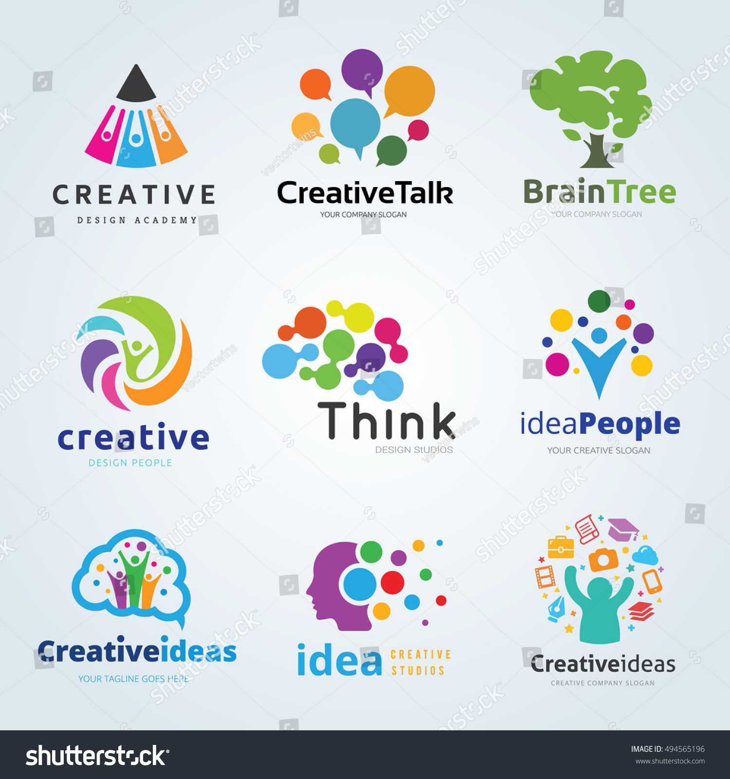 People Creative Idea Logo Set Stock Vector (Royalty Free) 494565196