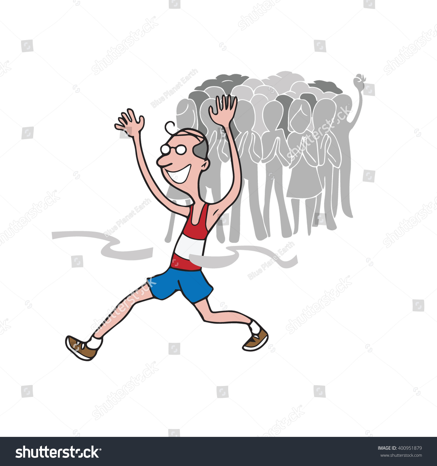People Crowd Cheering Marathon Runner Stock Vector (Royalty Free ...