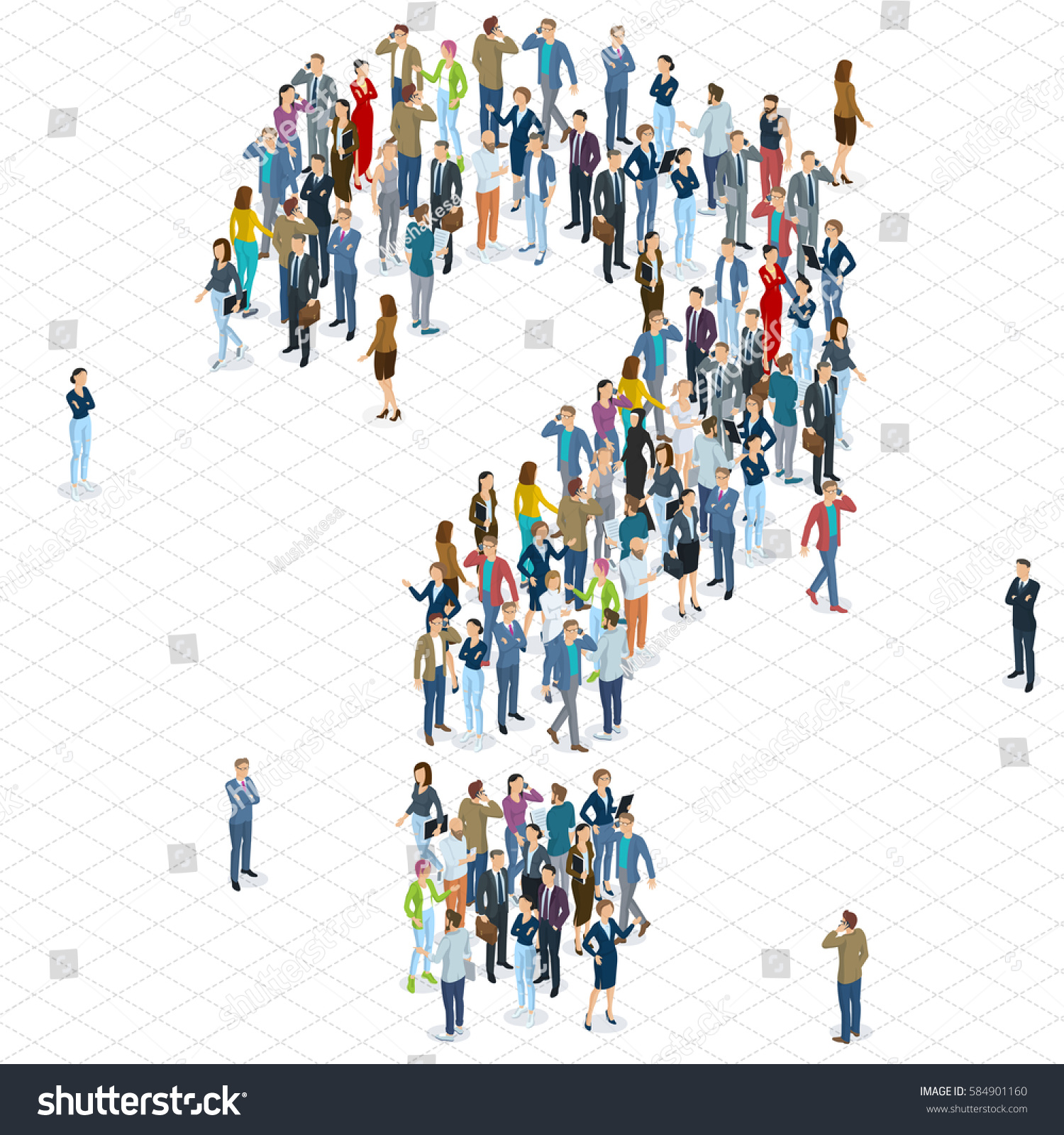 People Crowd Question Mark Vector Template Stock Vector (Royalty Free ...