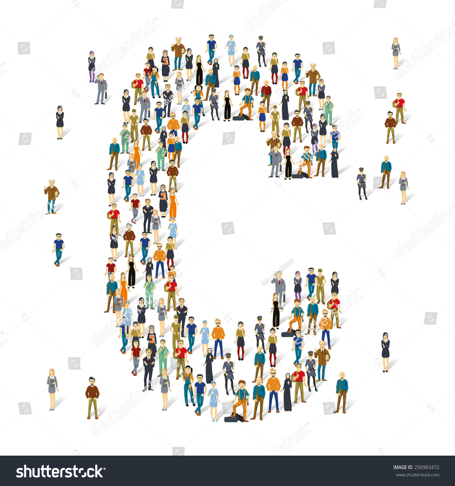 People Crowd Vector Abc Letter C: เวกเตอร์สต็อก (ปลอดค่าลิขสิทธิ์ ...