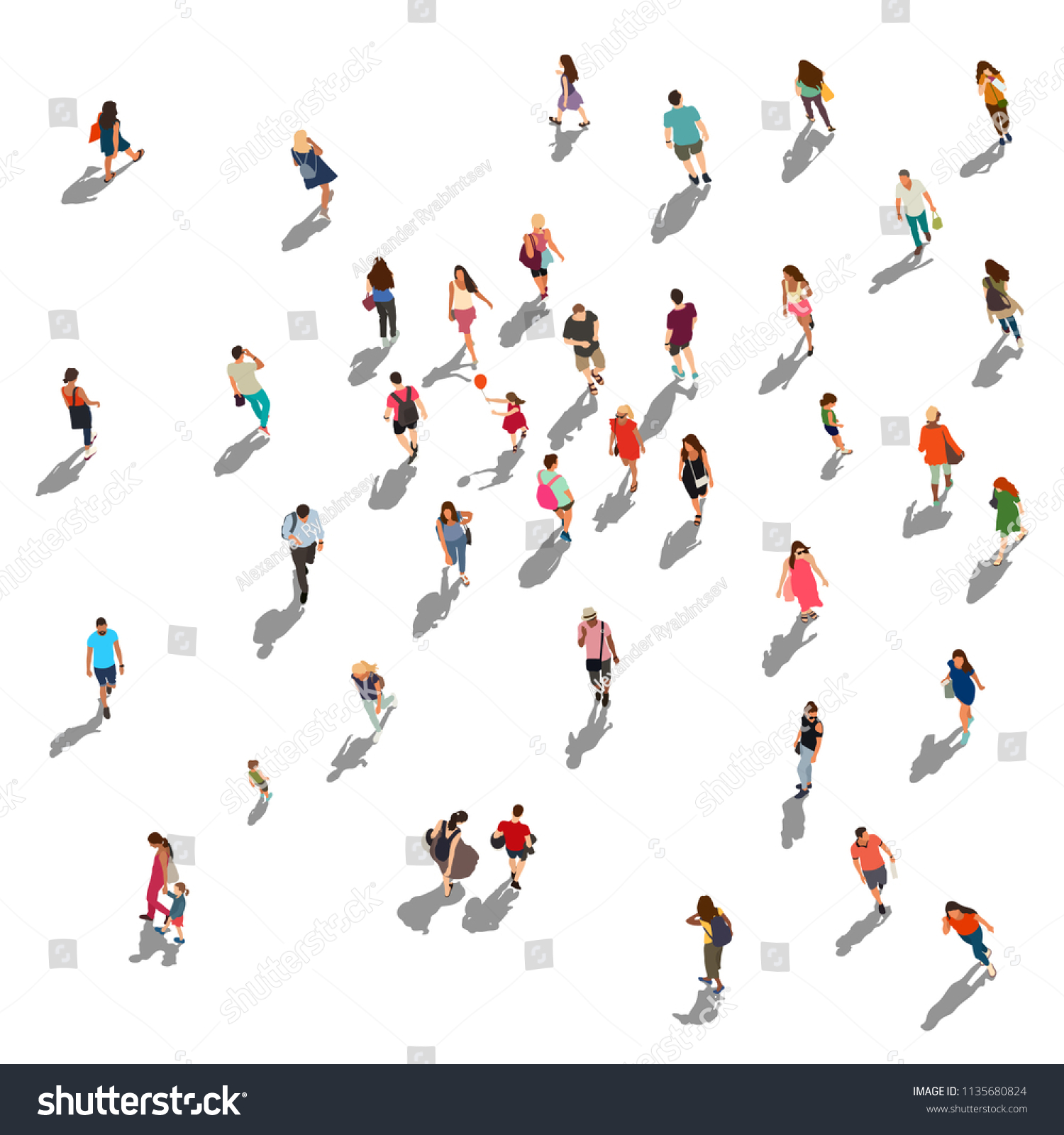 People Crowd Vector Illustration Stock Vector (Royalty Free) 1135680824