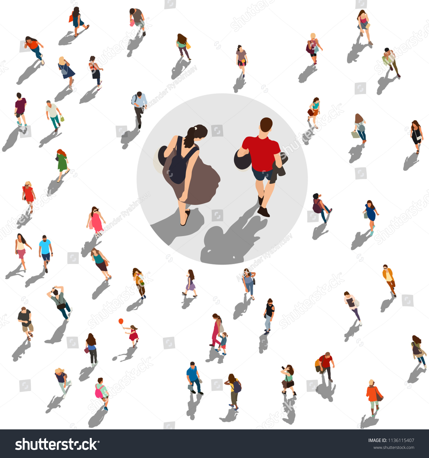 People Crowd Vector Illustration Stock Vector (Royalty Free) 1136115407