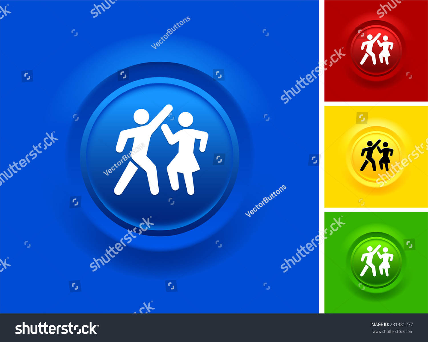 People Dancing On Blue Bevel Button Stock Vector (Royalty Free) 231381277