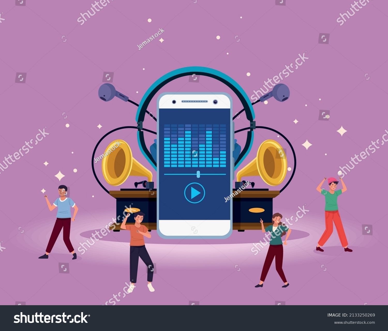 People Dancing Devices Characters Stock Vector (Royalty Free ...