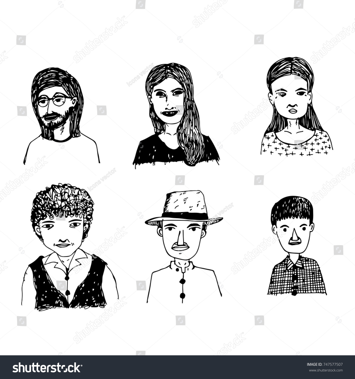 People Face Hand Draw Stock Vector (Royalty Free) 747577507