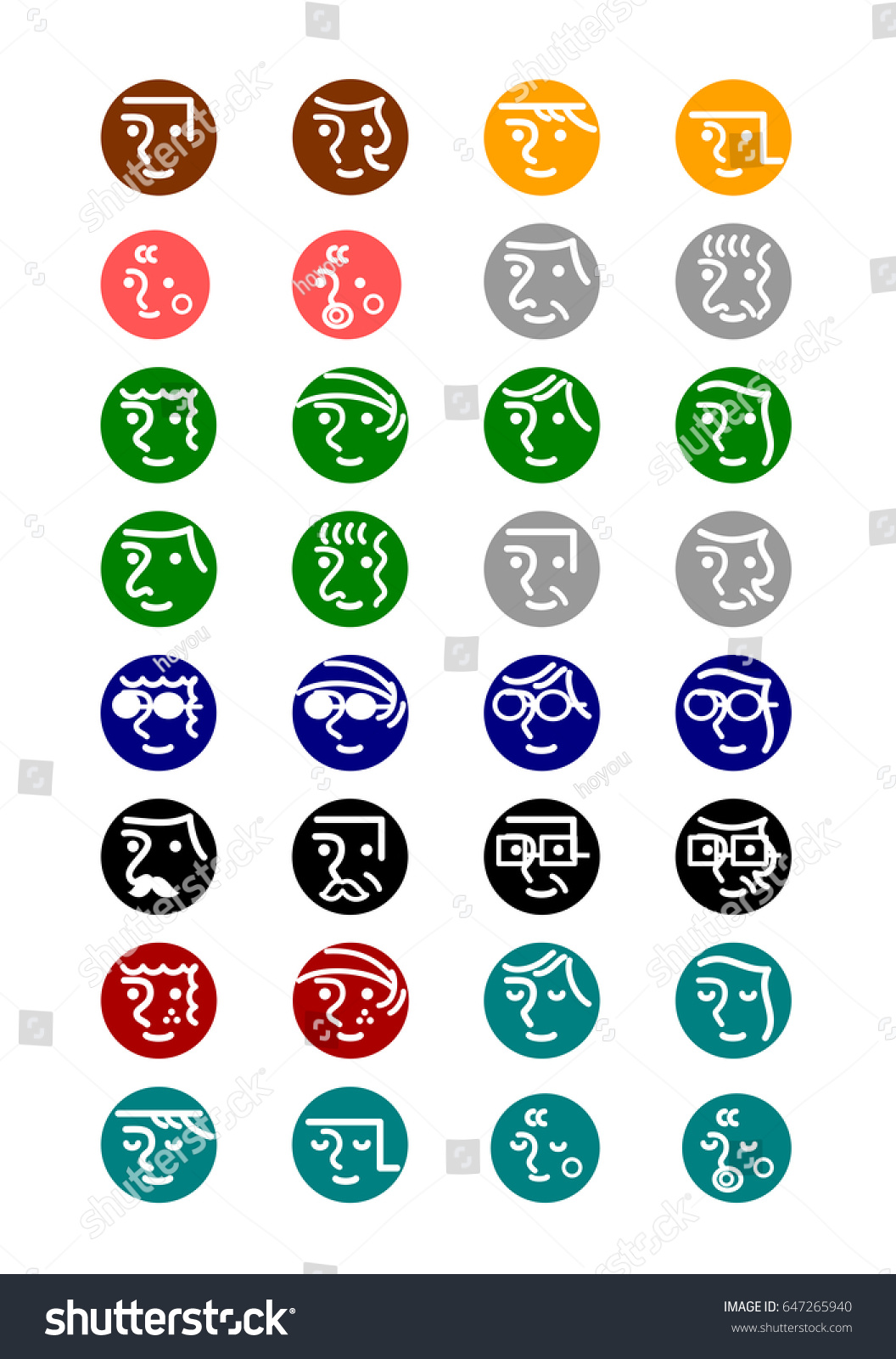 People Face Icon Set Stock Vector (Royalty Free) 647265940 | Shutterstock