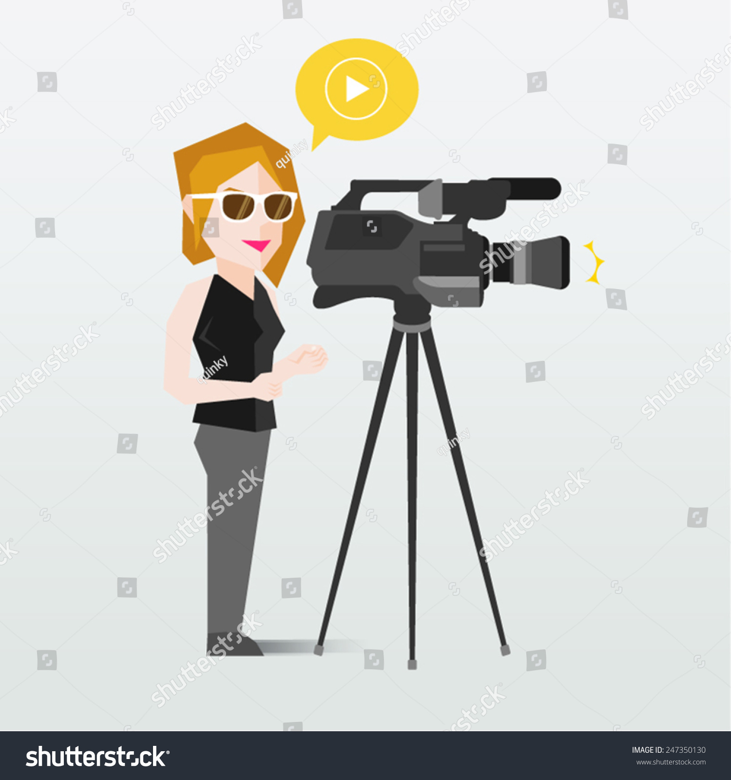 People Filming Using Video Camera Vector: vector de stock (libre de ...