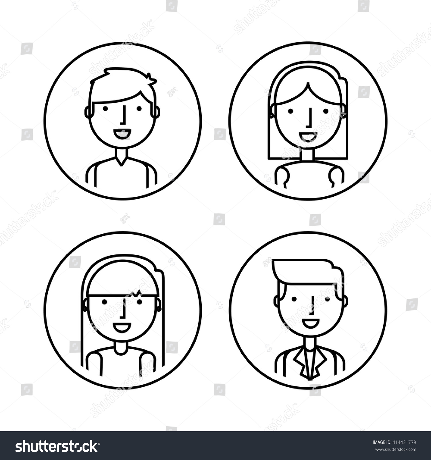 People Flat Line Design Stock Vector (Royalty Free) 414431779