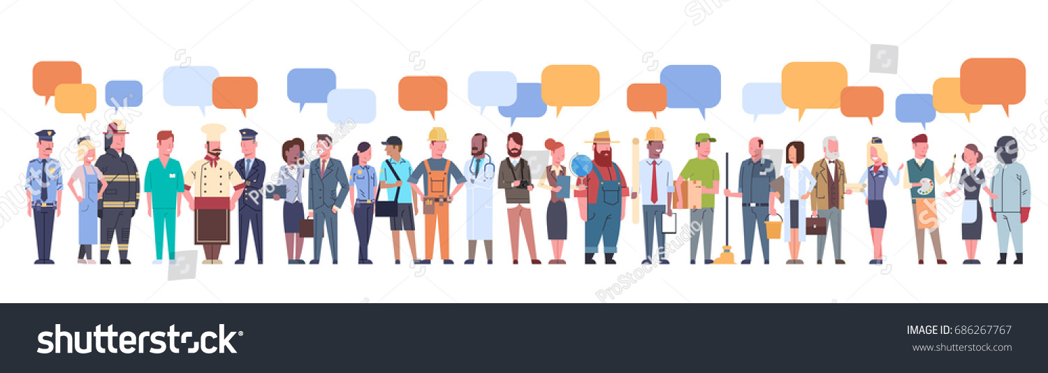 People Group Chat Bubble Different Occupation Stock Vector (Royalty ...