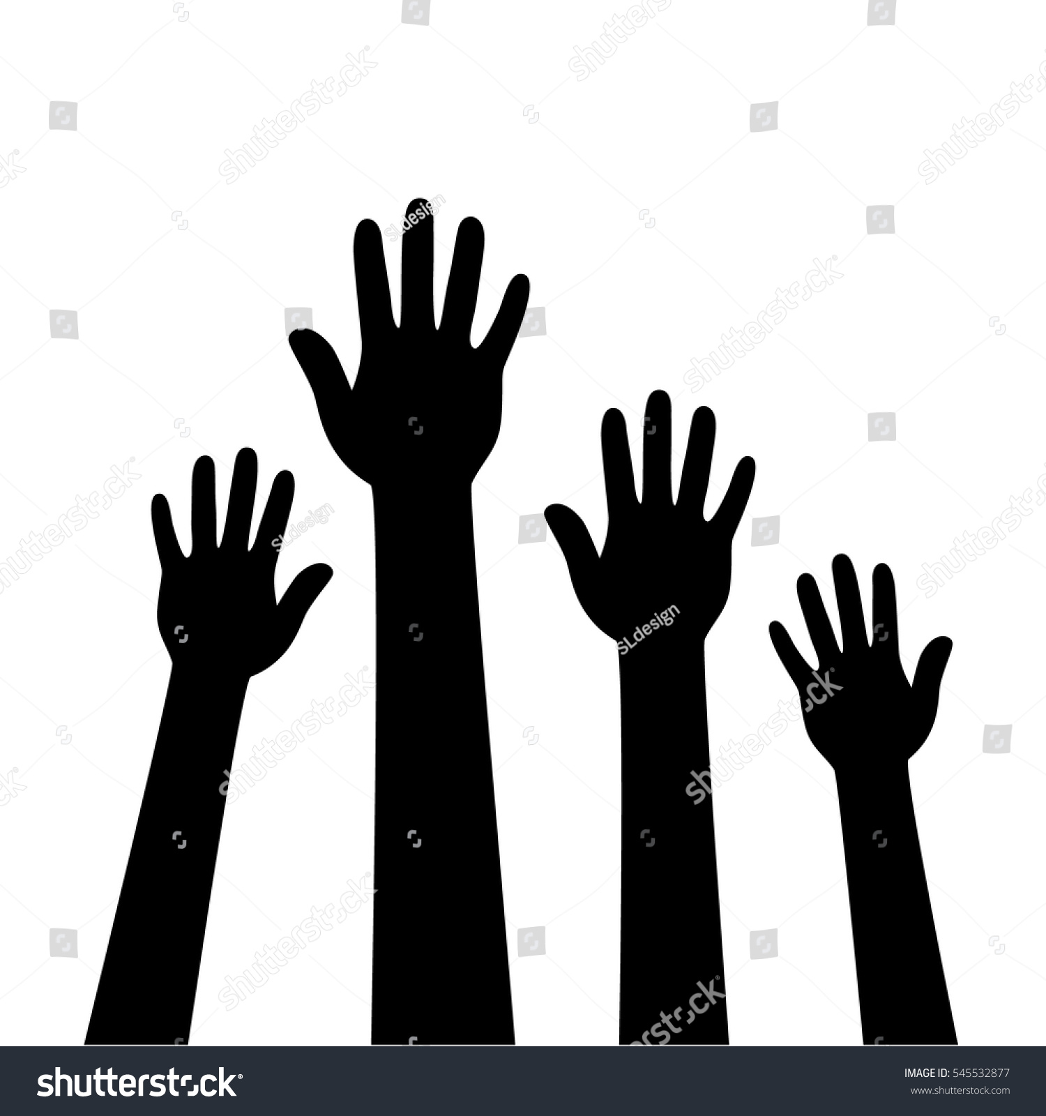 People Hands Raised Vector Illustration Stock Vector (Royalty Free ...