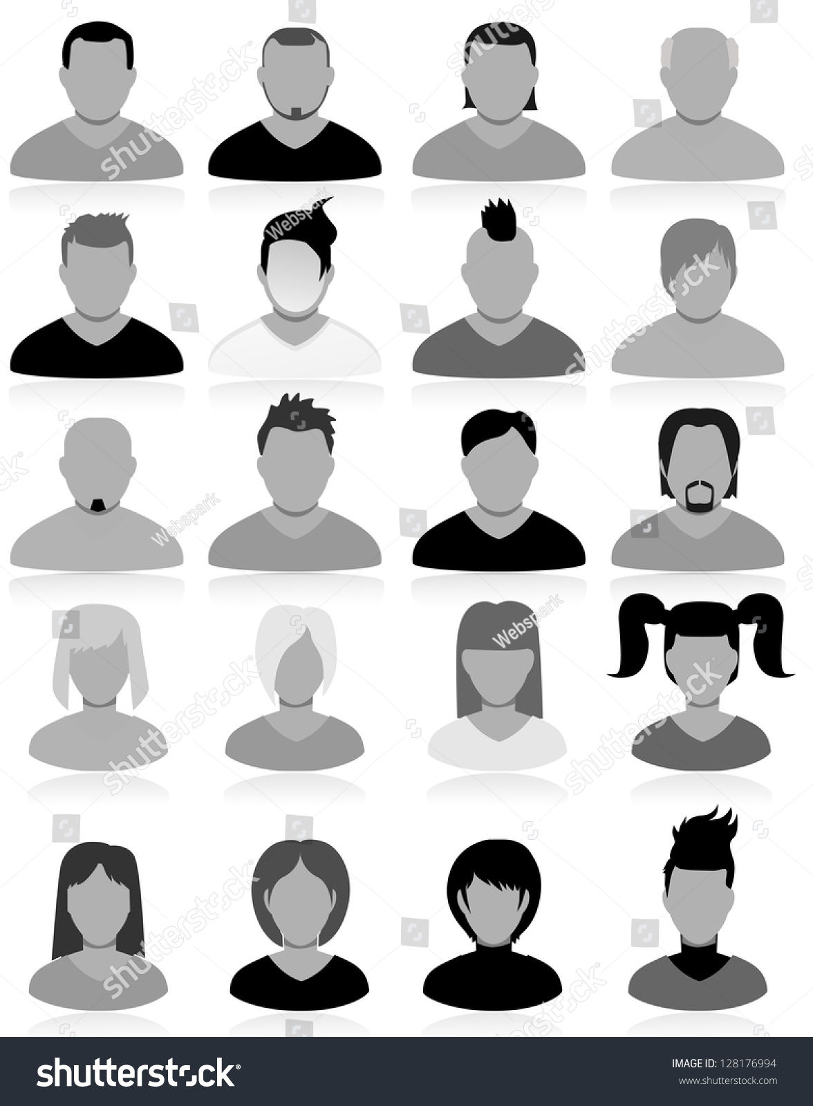 People Head Icon Set Stock Vector (Royalty Free) 128176994 | Shutterstock
