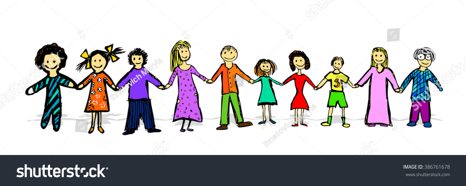 People Hold Hands Vector Stock Vector (Royalty Free) 386761678