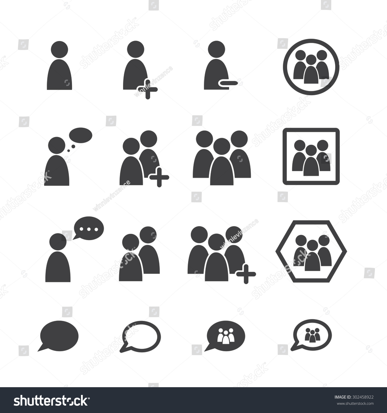 People Icon Set Stock Vector (Royalty Free) 302458922