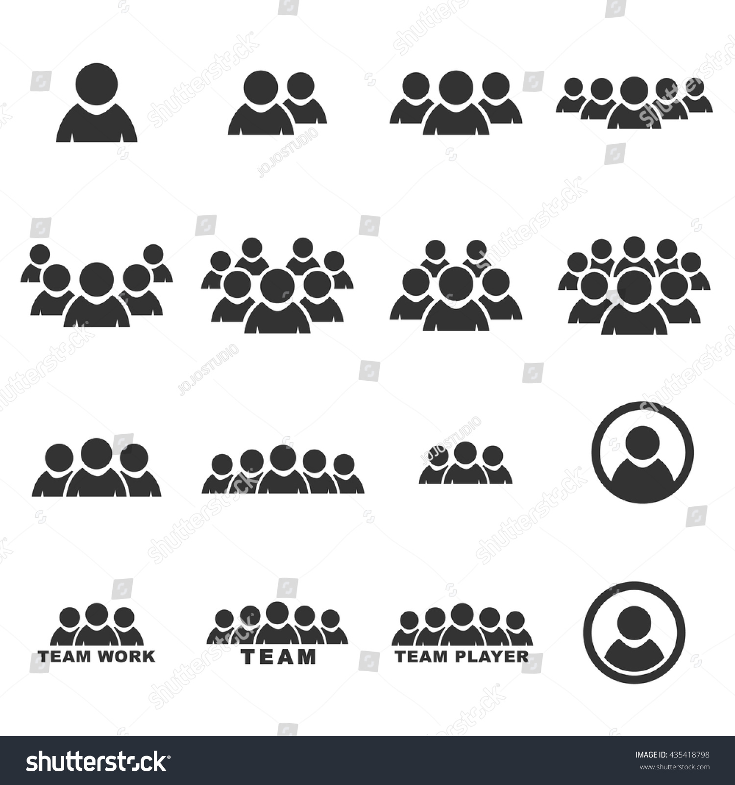 People Icon Silhouette Vector Set: vetor stock (livre de direitos ...