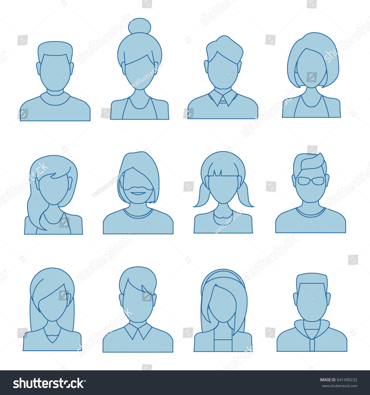 People Icons Thin Line Style Flat Stock Vector (Royalty Free) 641490232 ...