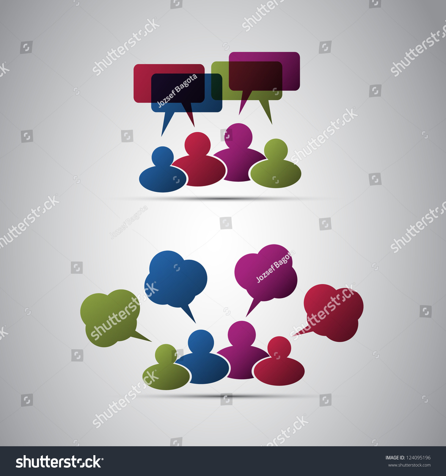People Icons Speech Bubbles Stock Vector (Royalty Free) 124095196 ...