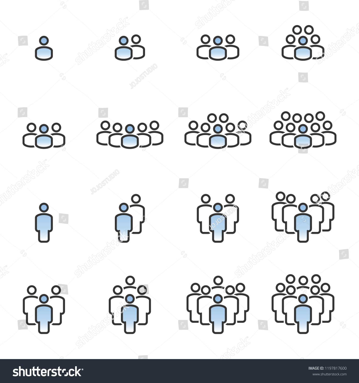 People Icons Work Group Team Vector 스톡 벡터(로열티 프리) 1197817600 | Shutterstock